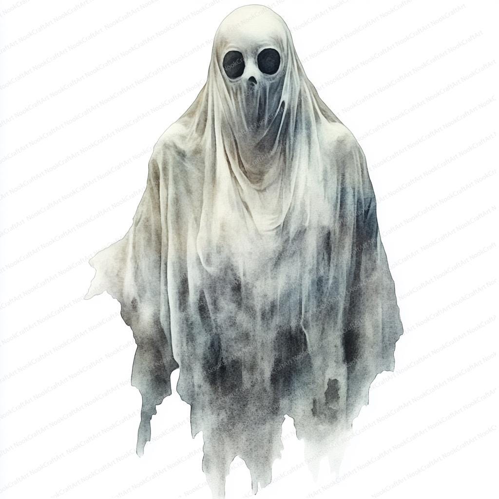 16 Spooky Ghost Graphics | Scary Ghost | Printable Watercolor Clipart ...