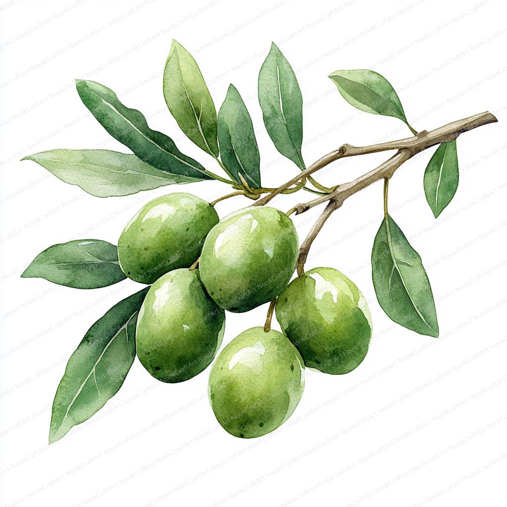 24 Olive Branch Clipart | Green Olives Illustration Pack | Printable ...