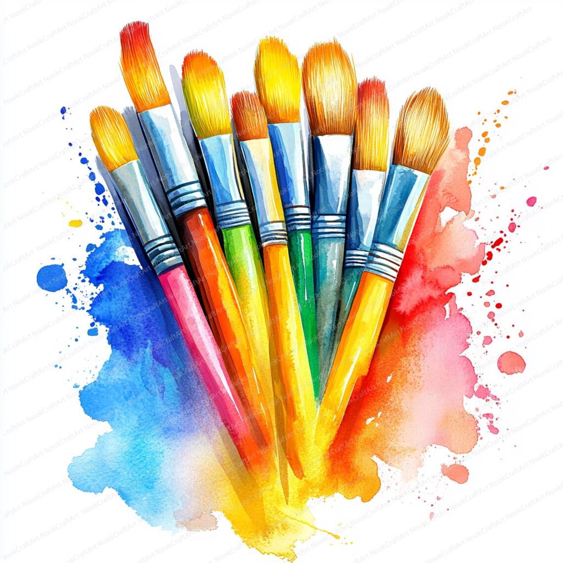 20 Paint Brushes Clipart | Watercolor Painting Supplies Images ...