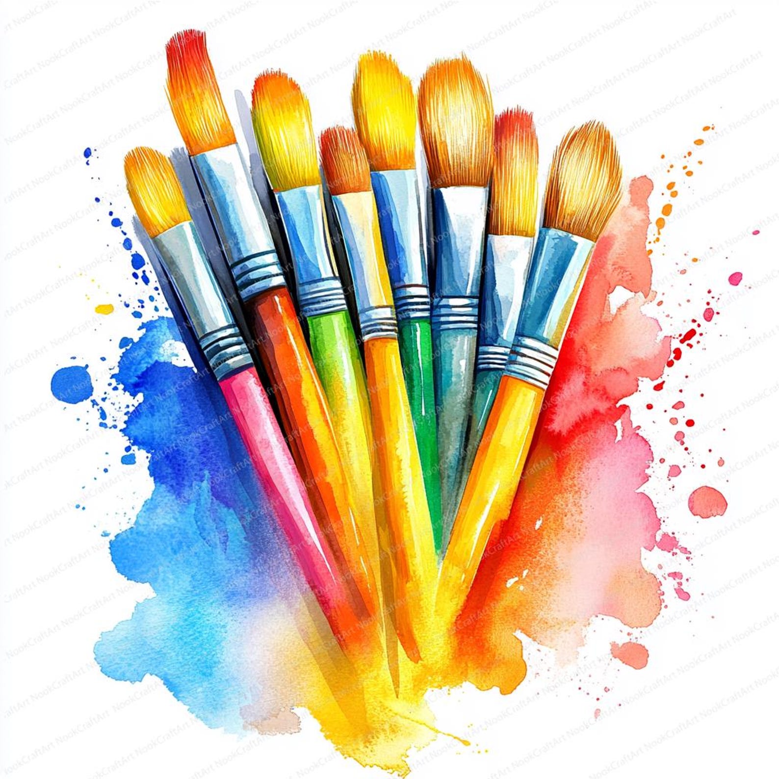 20 Paint Brushes Clipart | Watercolor Painting Supplies Images ...