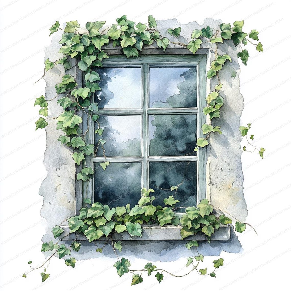 21 Ivy Window Clipart | Floral Design for Decor | Printable Watercolor ...