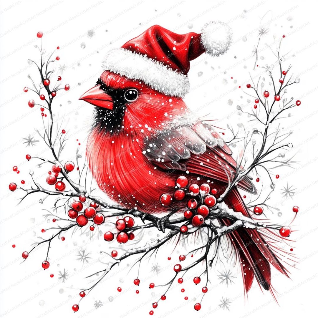 15 Christmas Cardinal Clipart | High-quality Jpgs | Winter Animals Art ...