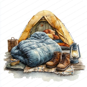 20 Camping Tent Sleeping Bag Clipart | Outdoor Adventure Camping ...
