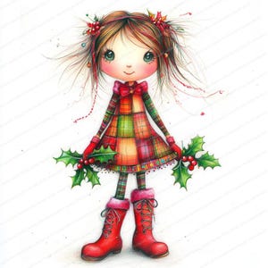 Whimsical Holly Girl Artwork | 14 High Quality Jpgs | Printable ...