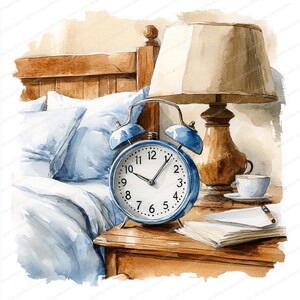 15 Alarm Clock Clipart | Bedroom Nightstand Illustration | Printable ...