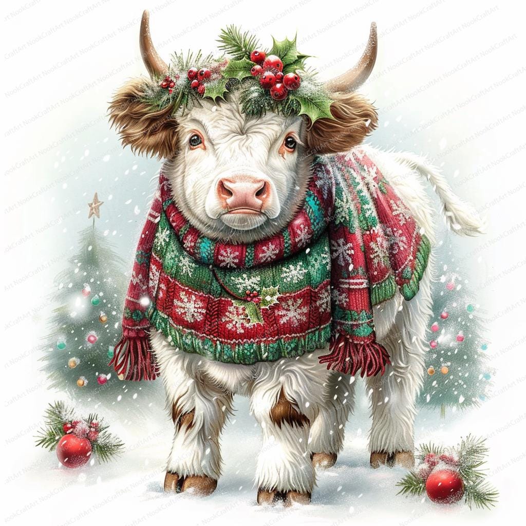 14 Christmas Animals Clipart Printable Watercolor Clipart High Quality ...