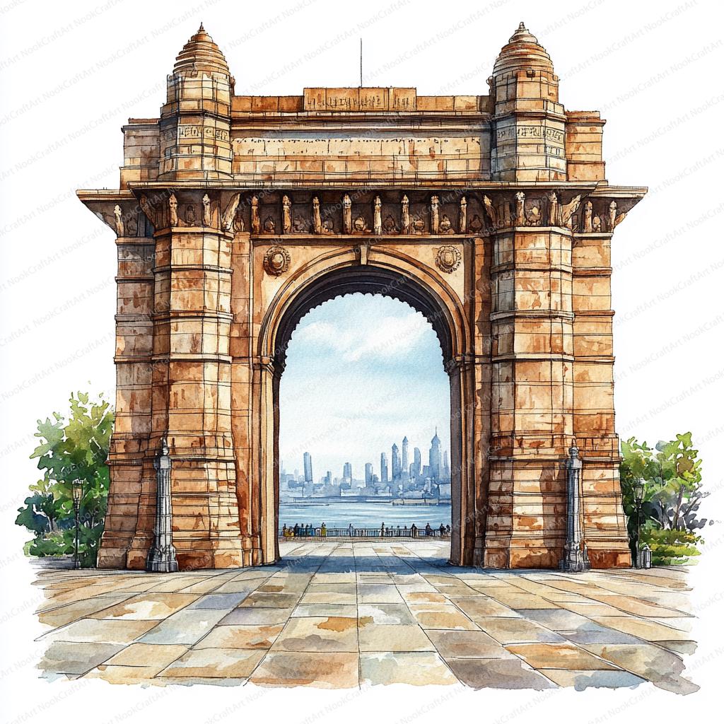24 India Gate Mumbai Clipart | Iconic Landmark Digital Illustration ...