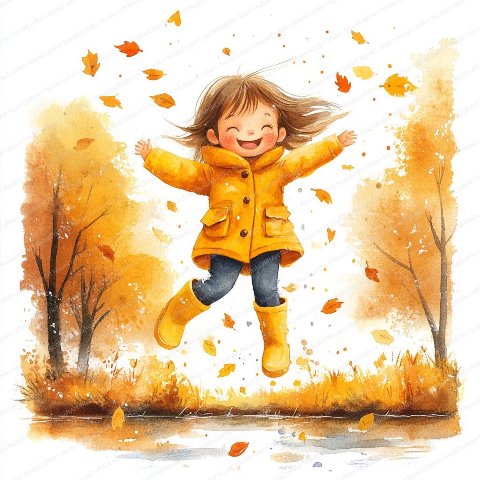 17 Rainy Day Girl Clipart | Cute Puddle Jumping Illustration ...
