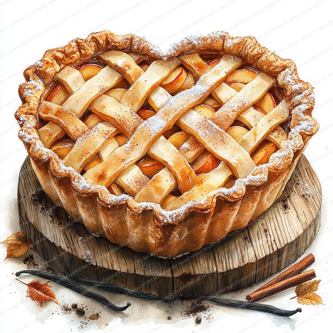 24 Heart-shaped Apple Pie Clipart | Romantic Dessert Illustration ...