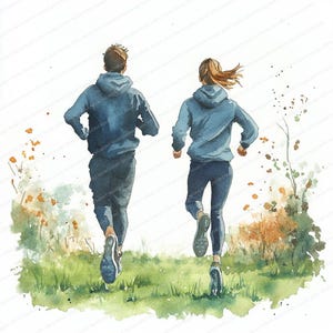 19 Running Duo Nature Clipart | Outdoor Fitness Illustration ...