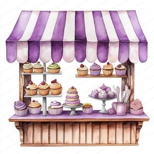 16 Watercolor Cupcake Shop Clipart Adorable Treats Clipart Printable ...