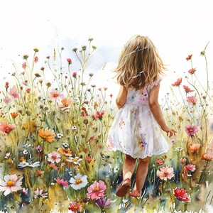 12 Girl in Flowers | Flower Clipart | Printable Watercolor Clipart ...