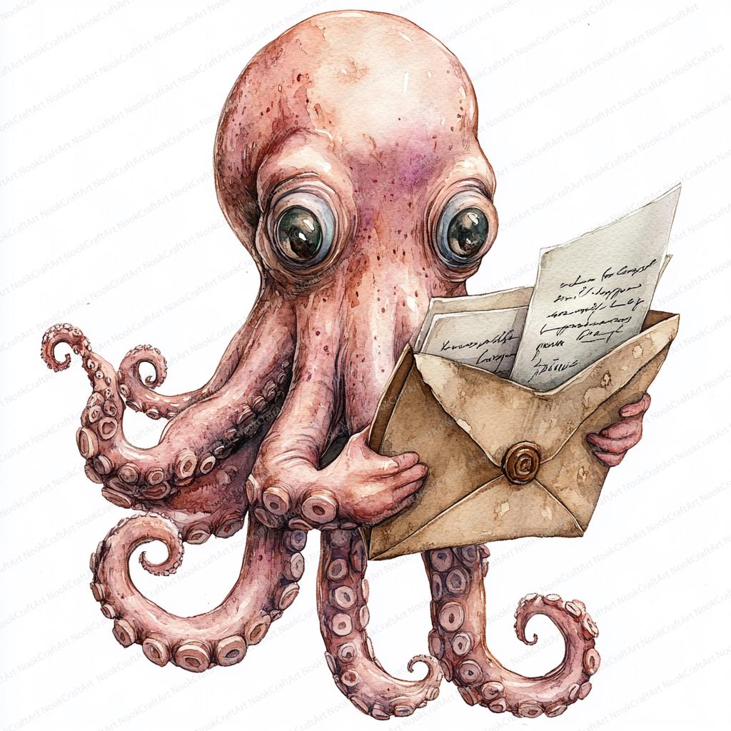 18 Octopus Mailman Clipart | Whimsical Ocean Delivery Art | Printable ...