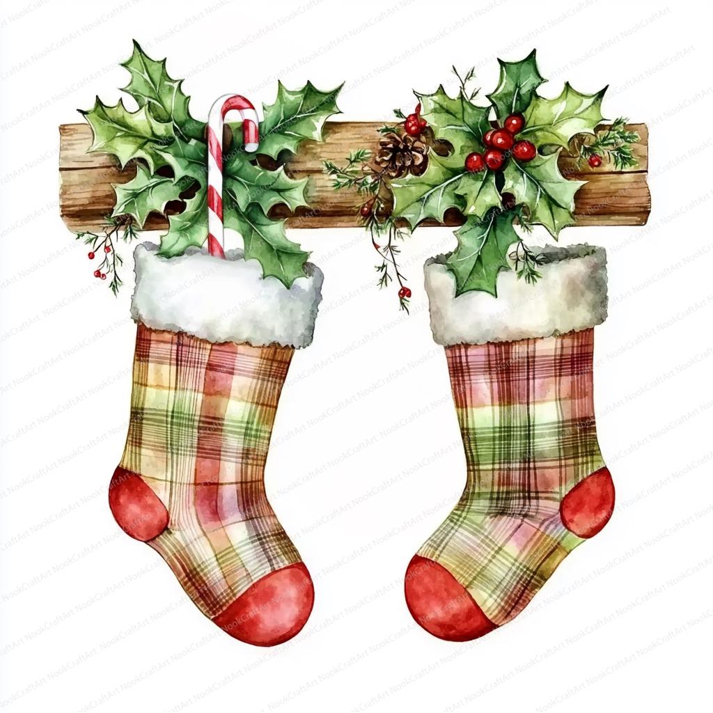 16 Christmas Stockings Clipart Bundle | Holiday Stockings | Printable ...