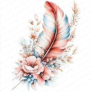 17 Floral Feathers Clipart | Elegant Boho Designs | Printable ...