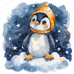 12 Baby Penguin Clipart | Winter Clipart | Printable Watercolor Clipart ...