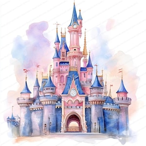 16 Blue Princess Castle Clipart | Fairy Castle | Printable Watercolor ...