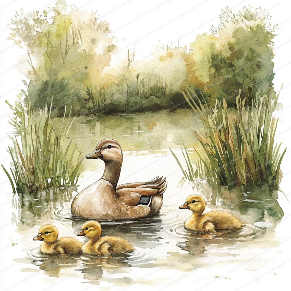 19 Duck Pond Clipart | Farm Ducks With Goslings Art | Printable ...