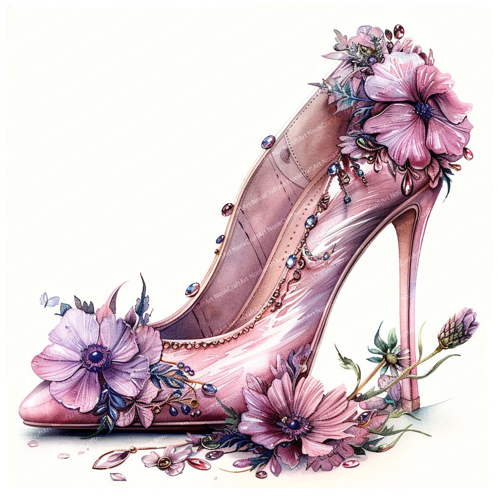 20 Floral Prom Shoes Clipart High Heels Clipart Digital Clipart ...