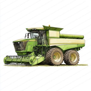 14 Combine Harvester Tractor Clipart | Watercolor Farm Tractor ...