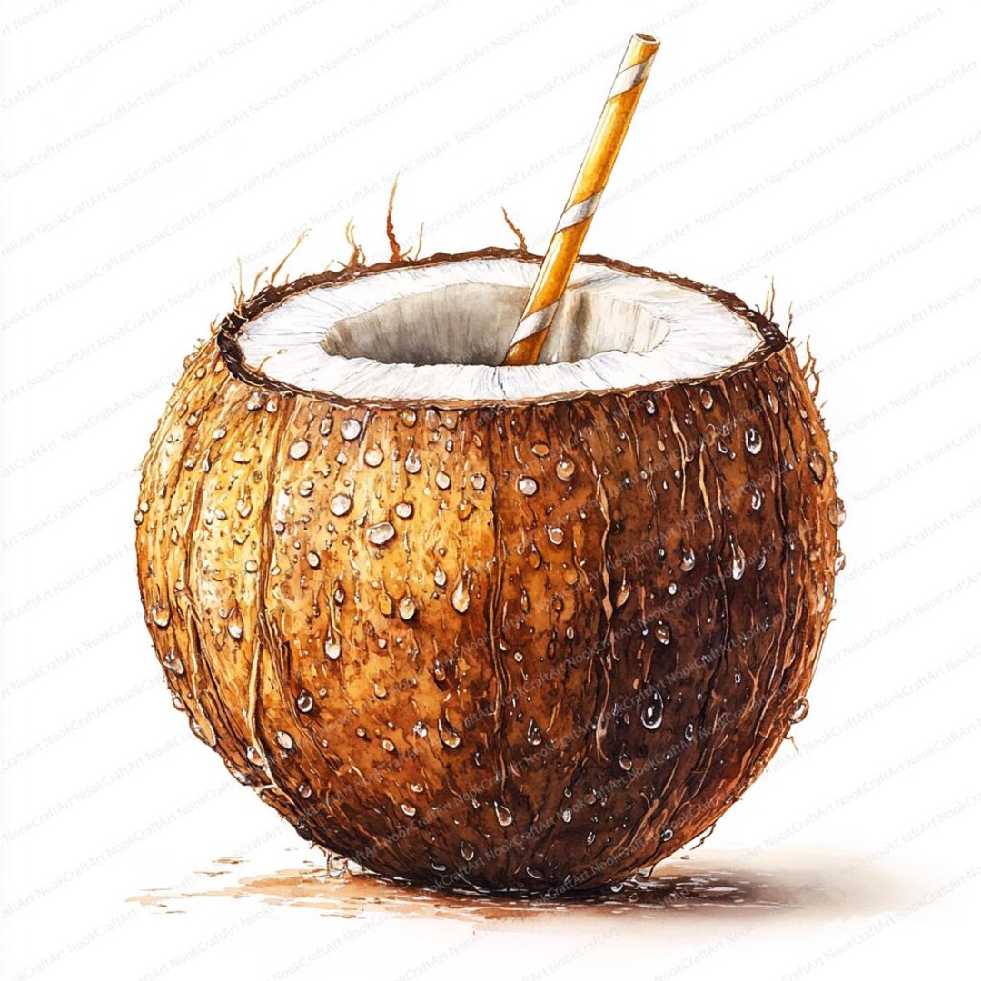 18 Coconut Drink Clipart | Tropical Beverage Illustration | Printable ...