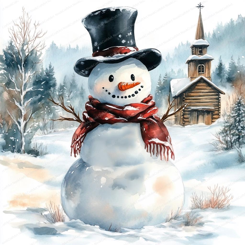 18 Christmas Snowman Clipart | Winter Snowman | Printable Watercolor ...