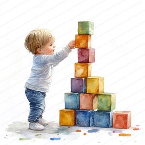 19 Kids Building Blocks Clipart | Child Tower Construction Art ...