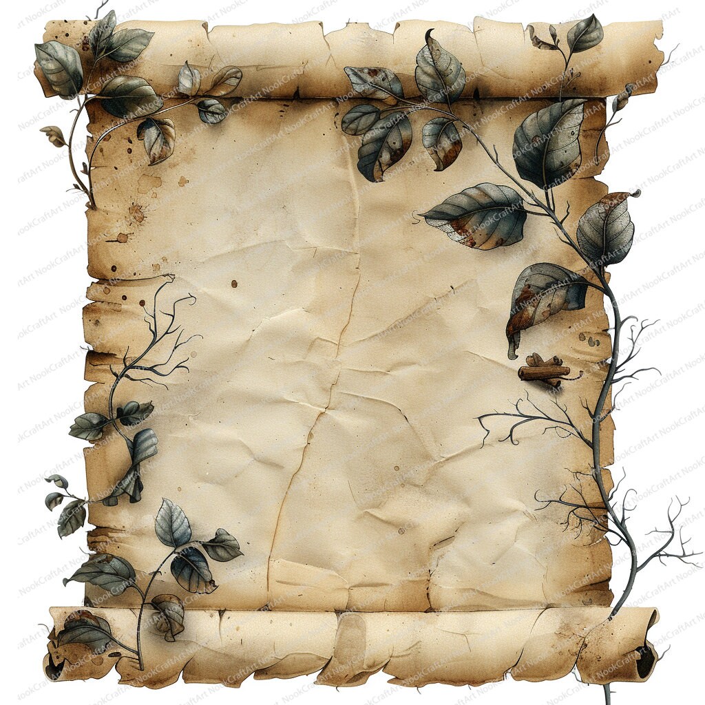 12 Vintage Scroll Clipart Floral Old Paper High Quality Jpgs Printable Watercolor Clipart ...