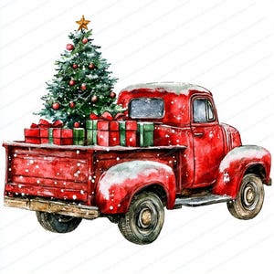 18 Watercolor Winter Truck Clipart | Christmas Clipart | High Quality ...
