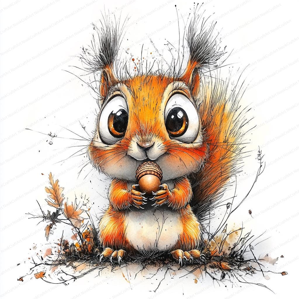 15 Funny Quirky Squirrel Clipart | Surprised Squirrel Designs ...