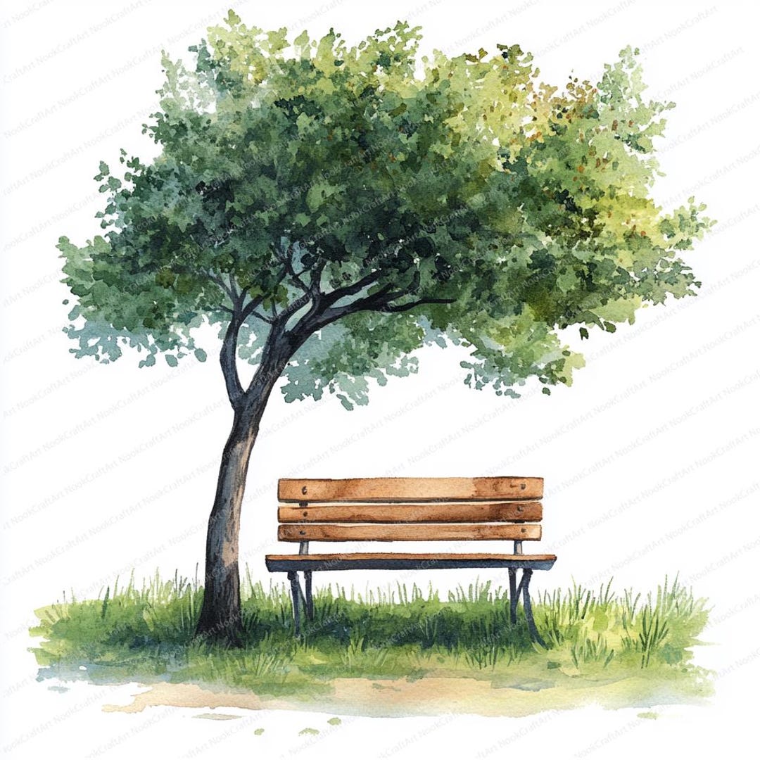 20 Tree Bench Clipart | Serene Outdoor Illustration| Printable ...