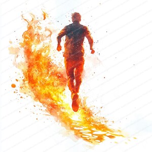 20 Running Man Fire Trail Clipart | Dynamic Fiery Illustration Design ...