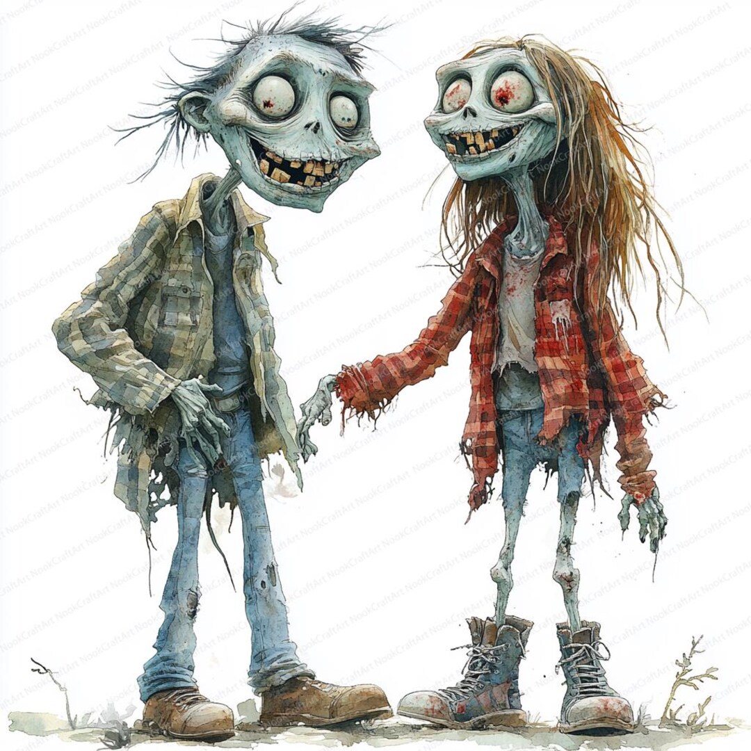 21 Zombie Fun Clipart Collection | Whimsical Undead Illustrations ...