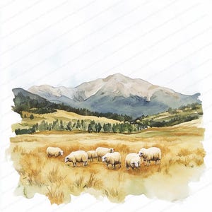 20 Farm Landscape Clipart | Watercolor Countryside View Clipart | High ...