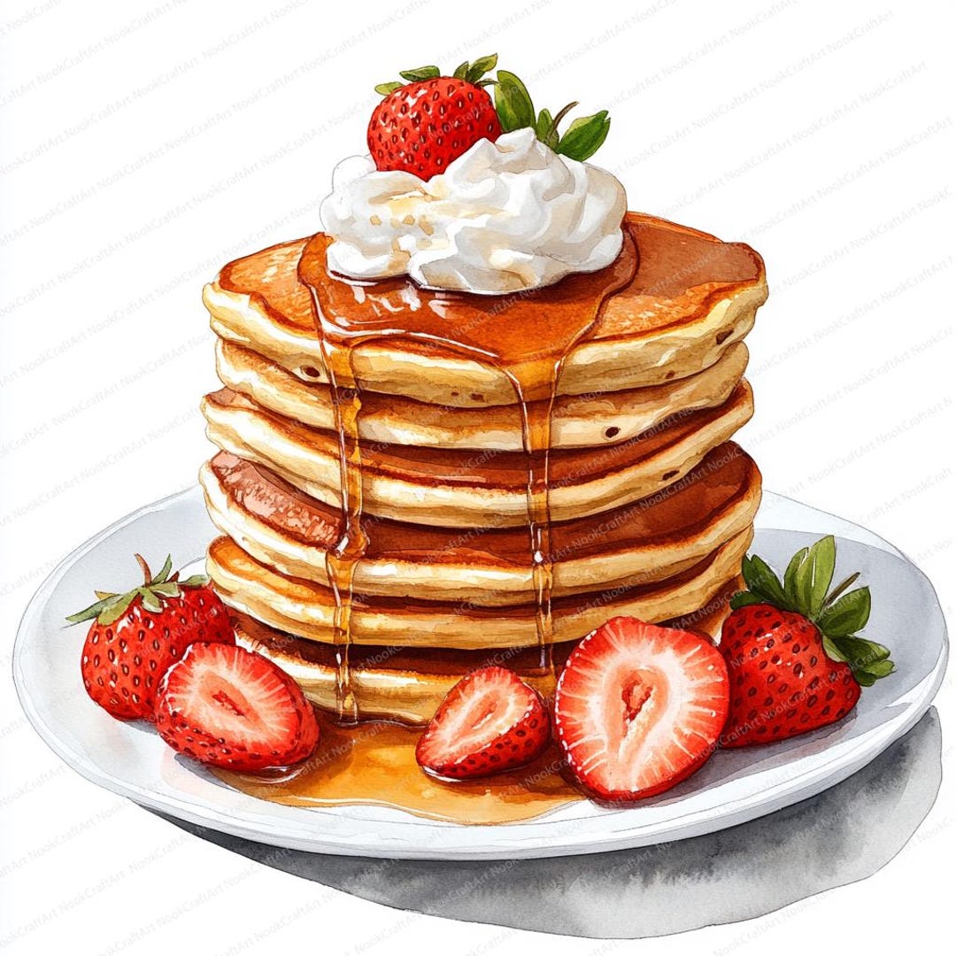 20 Pancake Breakfast Clipart | Syrup Strawberry Whipped Delight ...