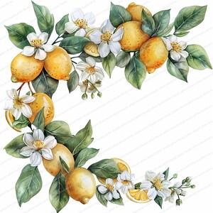 12 Lemon Garland Clipart | Lemon Wreath | Printable Watercolor Clipart ...