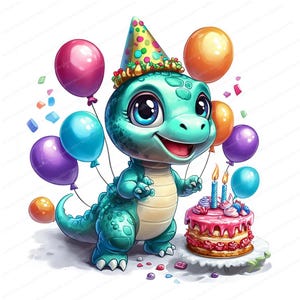 16 Cute Dinosaur Clipart | Birthday Party Clipart Bundle | Printable ...