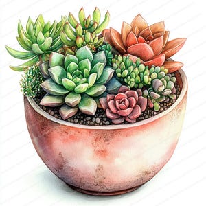 20 Potted Succulents Clipart | Succulent Pots | Printable Watercolor ...
