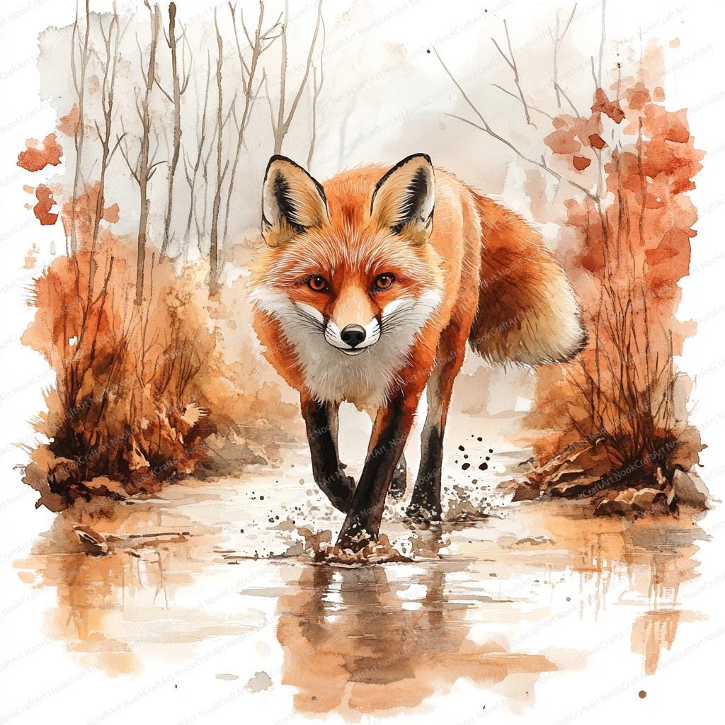 18 Fox Forest Trail Clipart | Woodland Animal Footprints Illustration ...