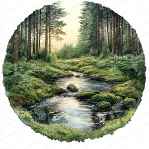 20 Spring Stream Clipart Among Mosses | Nature-inspired Digital ...
