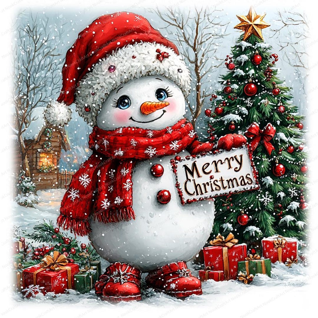 16 Marry Christmas Snowman Bundle Clipart | Printable Watercolor ...