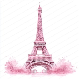 18 Pink Eiffel Tower Clipart | Parisian Dreams in Pastel Tones ...