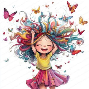 Sweet Girl With Butterfly Clipart | 18 High Quality Jpgs | Printable ...