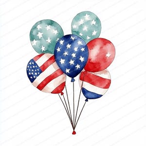 18 Patriotic USA Flag Balloons Clipart | Red, White & Blue Balloon ...