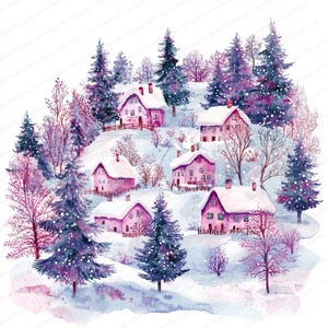 14 Christmas Card Clipart | Winter Homes Greeting Card | Printable ...