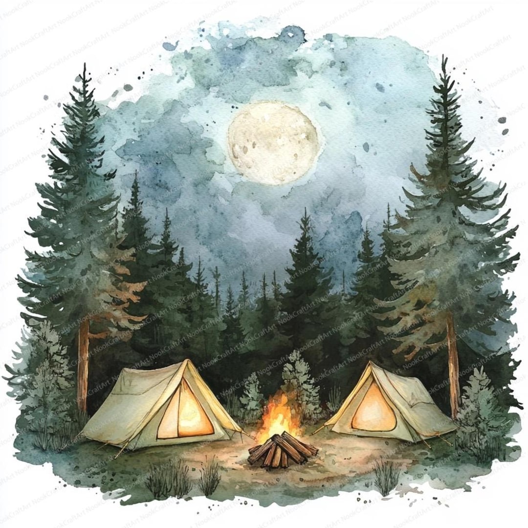 14 Cozy Camping Clipart | Outdoor Camping Tent Clipart | Printable ...