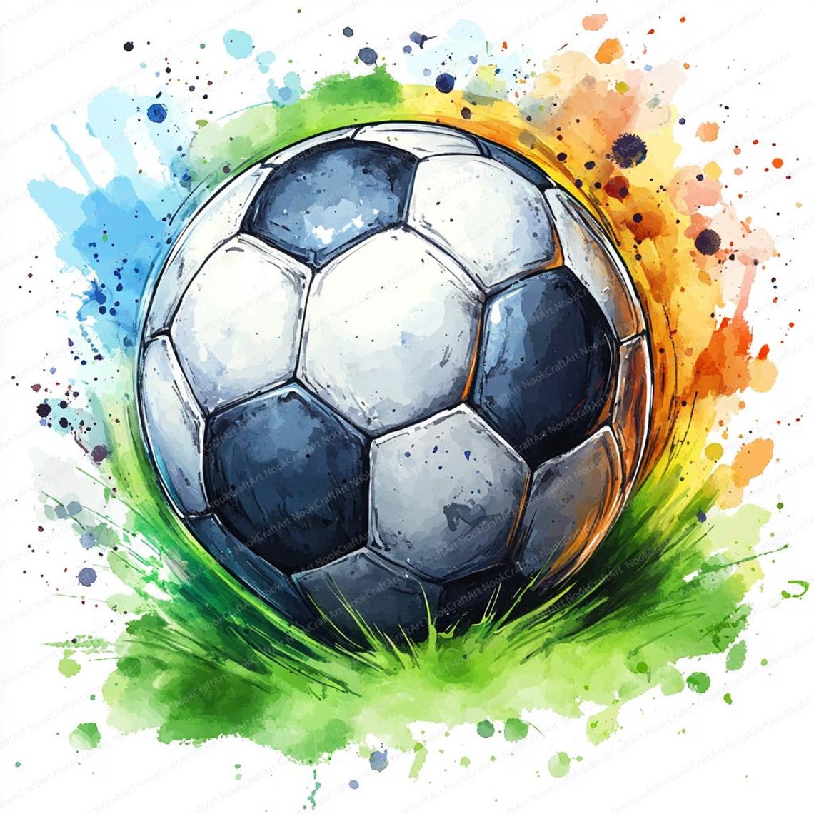 14 Soccer Ball Clipart | Football Clipart Bundle | Printable Watercolor ...