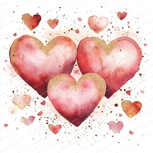 20 Cute Heart Clipart | Valentine’s Day Designs | Digital Watercolor ...