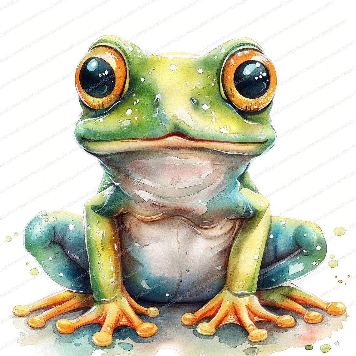 14 Watercolor Frog Clipart Cute Baby Frog Printable Watercolor Clipart ...