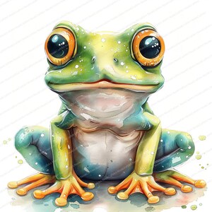 14 Watercolor Frog Clipart | Cute Baby Frog | Printable Watercolor ...